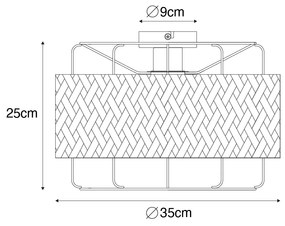 Orientální stropní svítidlo černé s bambusovým dekorem - Irena