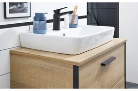 Závěsná skříňka bez umyvadla v dekoru dubu v přírodní barvě 51x72 cm Quickset 395 – Pelipal