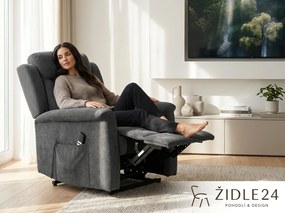 Elektrické polohovací TV křeslo LACASA - šedá látka