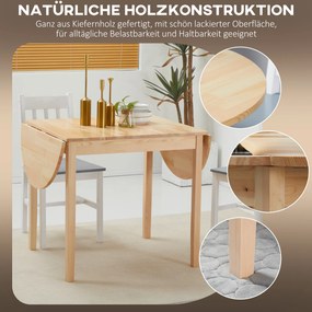 HOMCOM Skládací jídelní stůl pro 6 osob s designem se skládacími listy, oválný skládací kuchyňský stůl pro malé prostory, jídelna, kuchyně 140 x 70 x…