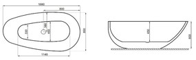 Polimat Akrylátová volně stojící vana Shila 170x85 Barva: Bílá/granat, Rozměry (cm): 170x85