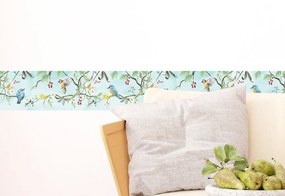 Samolepící bordura na zeď Modří Jarní Ptáci | 5 m x 13.8 cm | DWB8497
