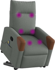 Zvedací masážní polohovací křeslo tmavě šedé textil 3324015