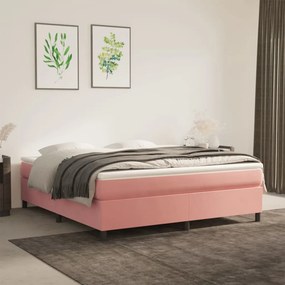 Rám postele s boxspringem růžový 160 x 200 cm samet 3121131