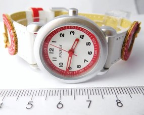 Foibos Dívčí dětské bílo červené hodinky Foibos 2773.2 s motivem kytiček