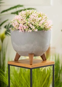 PLASTOVÝ KVĚTINÁČ ROSA LINEA SADA 2KS 15X24,3 CM+18,3X29,2 CM IMITACE BETONU ŠEDÁ