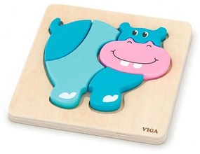 Dřevěné puzzle pro nejmenší Viga Hroch Barva: multicolor