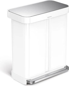 Bílý ocelový odpadkový koš 34+24 l na tříděný odpad/nášlapný Dual – simplehuman
