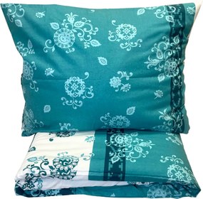 Povlečení flanelové Carmela zelená 200x140cm+90x70cm TiaHome