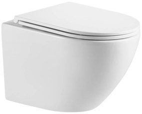 Invena Limnos, závěsná WC mísa se Swirlflush 490x370x360 mm + toaletní sedátko s pomalým zavíráním, bílá, INV-CE-93-001-L