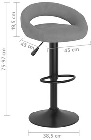 vidaXL Marketos Barové stoličky 2 ks světle šedé samet