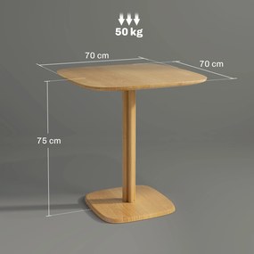 HOMCOM Jídelní stůl pro 4 osoby moderní styl, kuchyňský stůl s dřevěným povrchem, 70 x 70 cm, přírodní dřevo