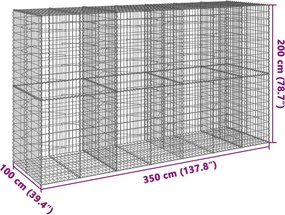 Gabionový koš s víkem 350 x 100 x 200 cm pozinkované železo 3295230