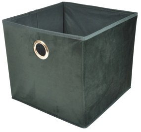 Homea Textilní úložný box sametový tmavě zelený 31x31x28 cm