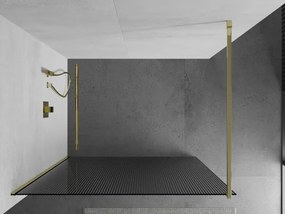 Mexen Kioto, sprchová zástěna 70 x 200 cm, 8mm sklo s žebrovým vzorem, zlatý profil, 800-070-101-50-09