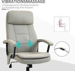 Kancelářská židle Vinsetto s masážní funkcí ergonomická výškově nastavitelná kancelářská židle s houpací funkcí béžová pro pohodlí v domácí kanceláři…