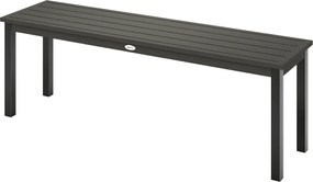Outsunny kovová zahradní lavička pro 2 osoby, laťkované sedadlo v dřevěném vzhledu, bez opěradla — nosnost 240 kg, 130 x 34 x 43 cm, šedá | Aosom