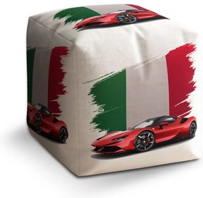Sablio Taburet Cube Ferrari Italská vlajka: 40x40x40 cm
