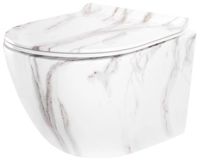 Rea Carter Tornado, závěsná WC mísa 49x37x35 cm + WC sedátko, imitace kamene-Aiax Shiny, REA-C6390
