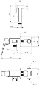 Deante BQL_034M-Bidetová baterie se sprškou pro pod. instalaci BLUR lesklý chrom