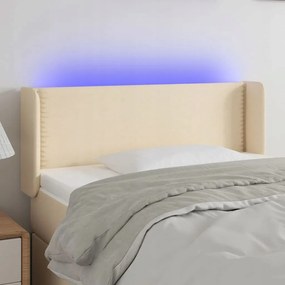 Čelo Postele S Led Krémové Textil Krémová 103 x 16 x 78/88 cm