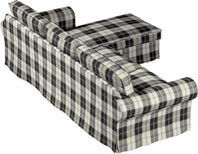 Potah na pohovku IKEA Ektorp 2-místná s lenoškou barva černá látka pletený vzor, vzorované