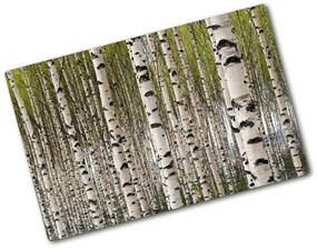 Wallmuralia Deska na krájení skleněná Břízový les 80x52 cm