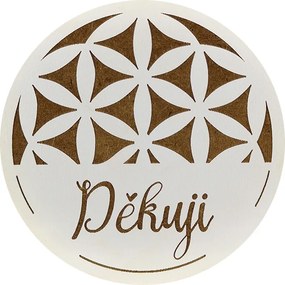 AMADEA Dřevěný podtácek kulatý text "děkuji", průměr 10,5 cm, český výrobek
