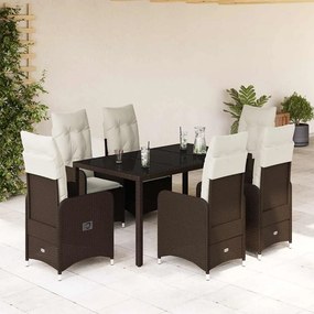 7dílný zahradní bistro set s poduškami hnědý polyratan 3277067