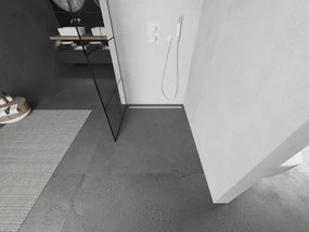 Mexen Kioto, Walk-In sprchová zástěna 80 x 200 cm, 8mm sklo čiré/černý vzor, bílý profil, 800-080-101-20-77