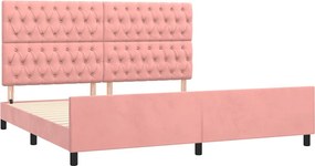 Rám postele s čelem růžový 200x200 cm samet 3125963