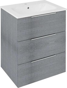Sapho Cirasa - Umyvadlová skříňka 59x75x46 cm, 3x zásuvka, dub stříbrný CR631-1111