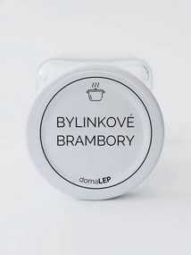 Samolepka na kořenky BYLINKOVÉ BRAMBORY průhledná 5 cm základní písmo
