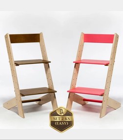 Lucas Wood Style - rostoucí židle EASY LINE zvýhodněný set 2 ks -  kaštan + růžová
