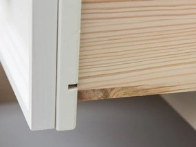 Bílý nábytek Úzká dřevěná vitrína Belluno Elegante - bílá, masiv, borovice - PRAVÁ