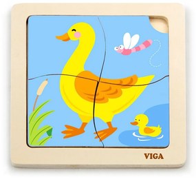 Dřevěné puzzle pro nejmenší Viga 4 ks Kačenka