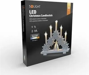 Solight LED vánoční svícen s hvězdami / 30cm / 5x LED / 2x AA