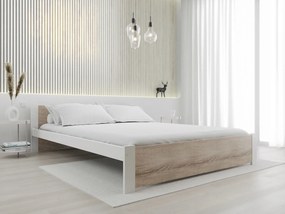 Postel IKAROS 160 x 200 cm, bílá/dub sonoma Matrace: Matrace Coco Maxi 20 cm, Rošt: Bez roštu