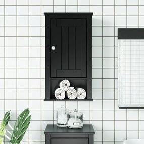 Nástěnná koupelnová skříňka BERG černá 40x27x71,5 cm borovice - Default Title
