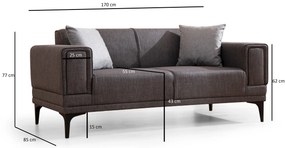 Hanah Home Dvoumístná pohovka HORIZON tmavě šedá 170 cm