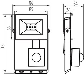 LED reflektor s čidlem Kanlux Miledo GRUN NV LED-10-B-SE 10W neutrální bílá 31397