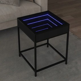Fionshop 263771798 Noční stolek s Infinity Led černý 40 x 40 x 51 cm