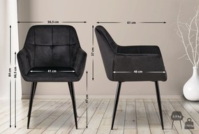 Sada 2 jídelních židlí Emia samet – černá
