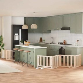 Zábrana pro psy s dvířky skládací 6 panelů 480 cm topol 3155665