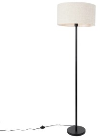 Stojací lampa černá s světle šedým stínítkem 50 cm - Simplo