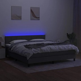 Box spring postel s matrací a LED tmavě šedá 160x200 cm textil 3133166