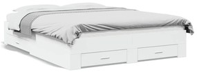 Rám postele se zásuvkami bílý 140 x 200 cm kompozitní dřevo