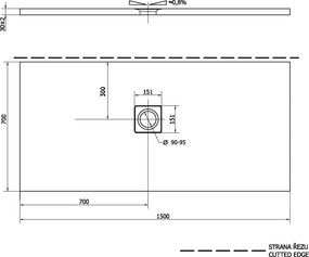 Polysan FLEXIA 150 x 70 x 3 cm 90131 sprchová vanička s možností úpravy rozměru