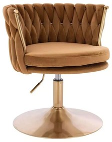 LuxuryForm DESIGN Otočná židle LYON VELUR na zlatém talíři - medová