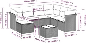 8dílná zahradní sedací souprava s poduškami černá polyratan 3217995